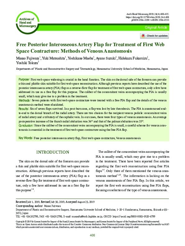 (PDF) Free Posterior Interosseous Artery Flap for Treatment of First ...