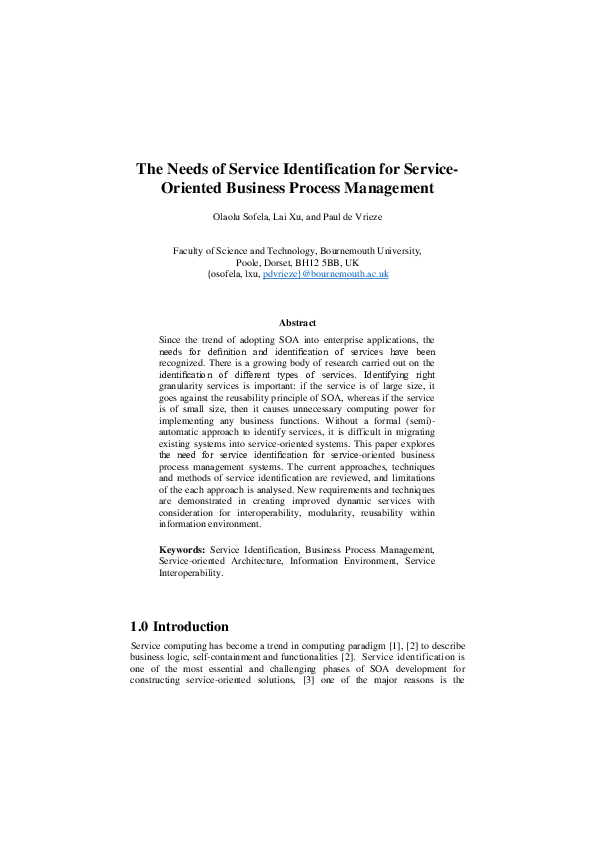 (PDF) Needs of Service Identification for Service-Oriented Business ...