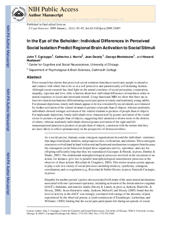 (PDF) In the Eye of the Beholder: Individual Differences in Perceived ...