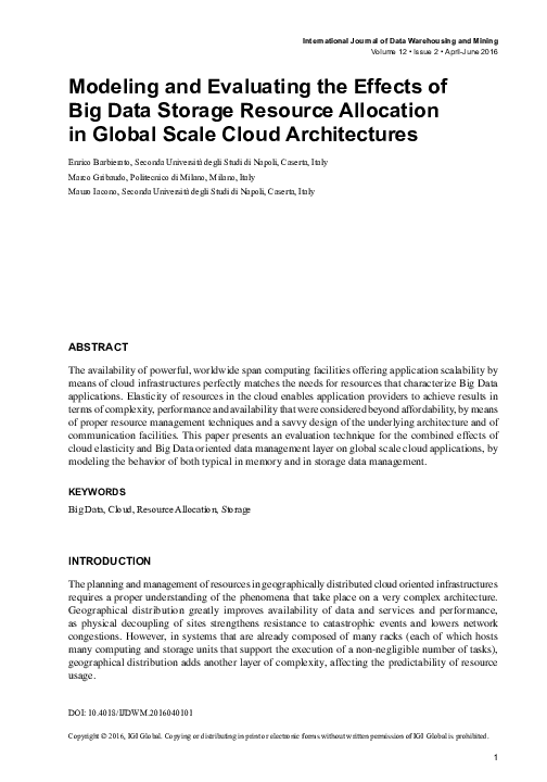 (PDF) Modeling and Evaluating the Effects of Big Data Storage Resource ...