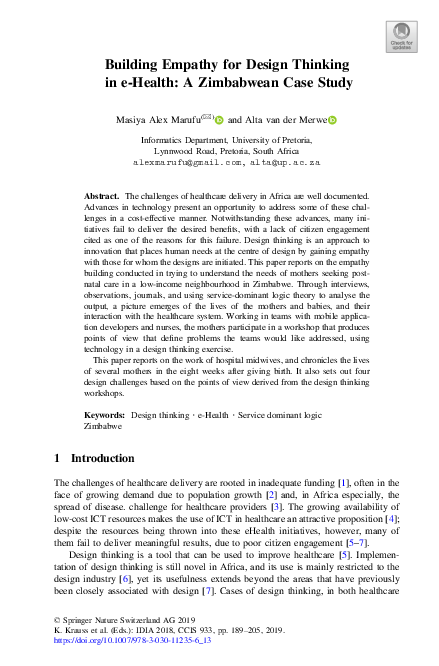 (PDF) Building Empathy for Design Thinking in e-Health: A Zimbabwean ...