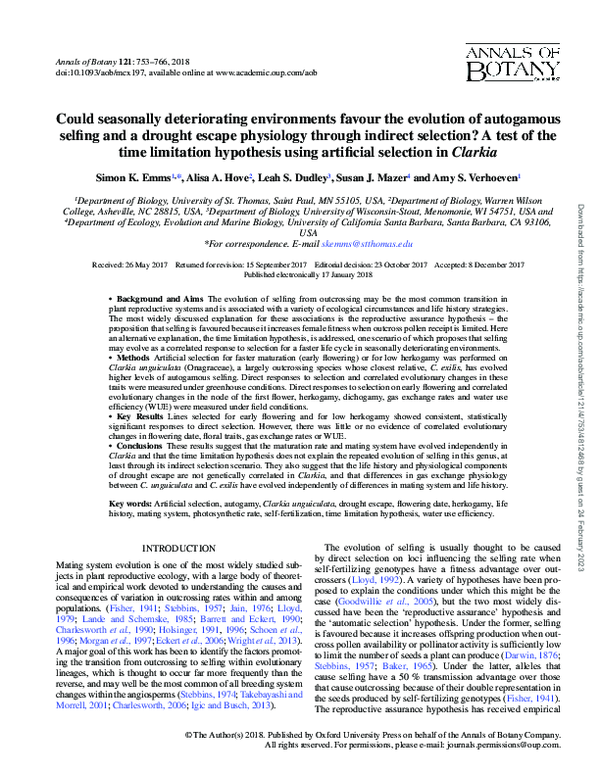 (PDF) Could seasonally deteriorating environments favour the evolution ...