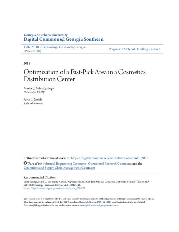 (PDF) Optimization of a Fast-Pick Area in a Cosmetics Distribution Center
