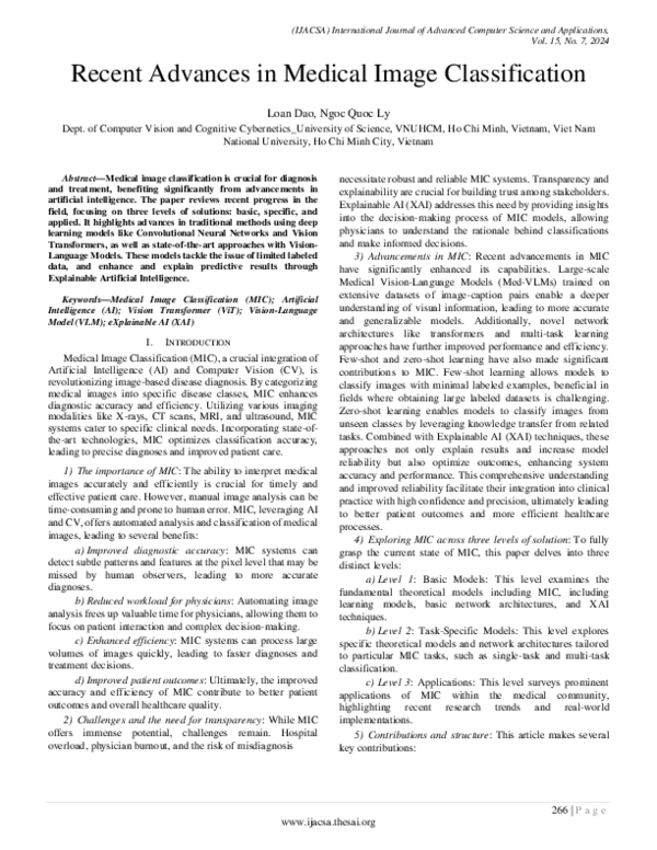 (PDF) Recent Advances in Medical Image Classification