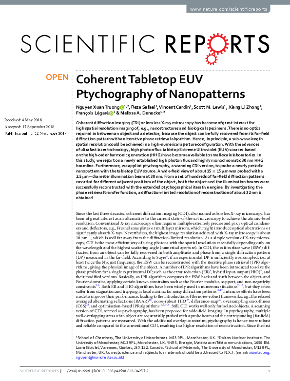(PDF) Coherent Tabletop EUV Ptychography of Nanopatterns