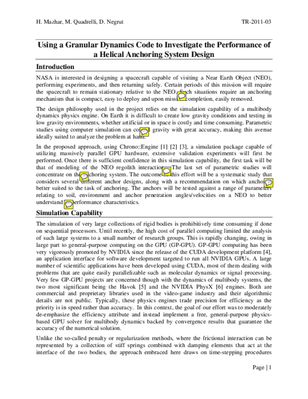 (PDF) Using a Granular Dynamics Code to Investigate the Performance of ...