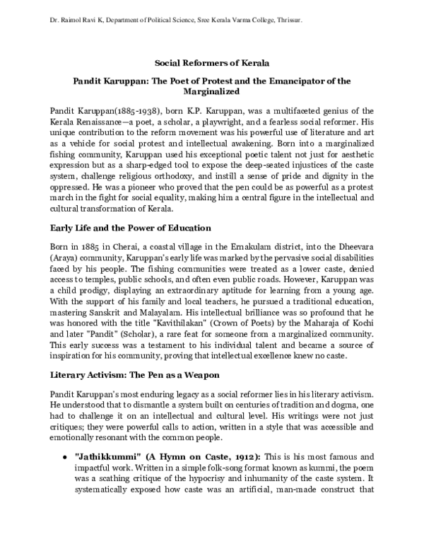 (PDF) Social Reformers of Kerala Pandit Karuppan