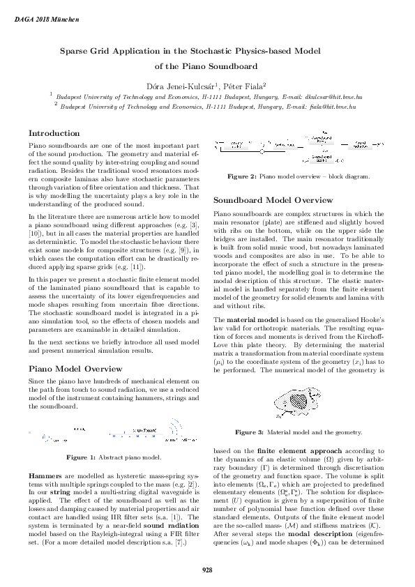 (PDF) Sparse Grid Application in the Stochastic Physics-based Model of the Piano Soundboard