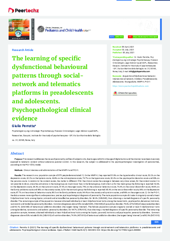 (PDF) The learning of specific dysfunctional behavioural patterns ...