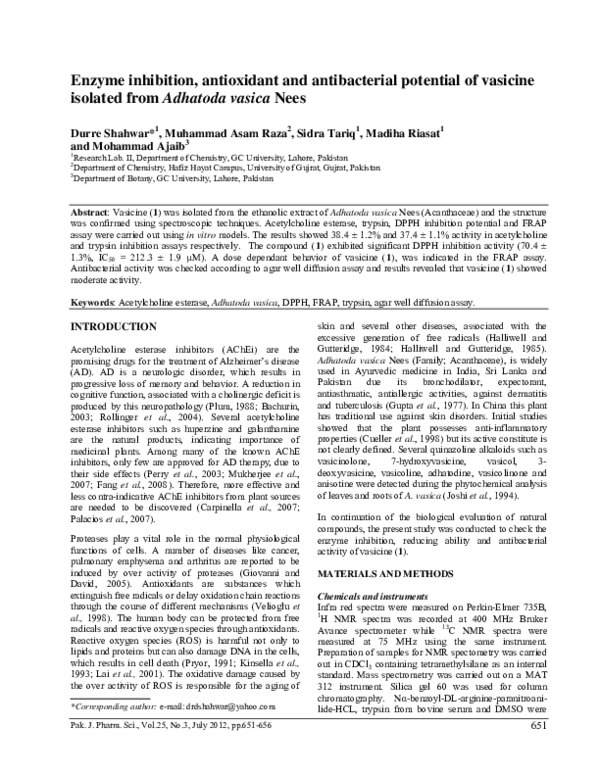 (PDF) Enzyme inhibition, antioxidant and antibacterial potential of ...