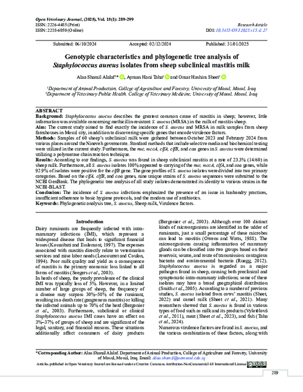 (PDF) Genotypic characteristics and phylogenetic tree analysis of ...