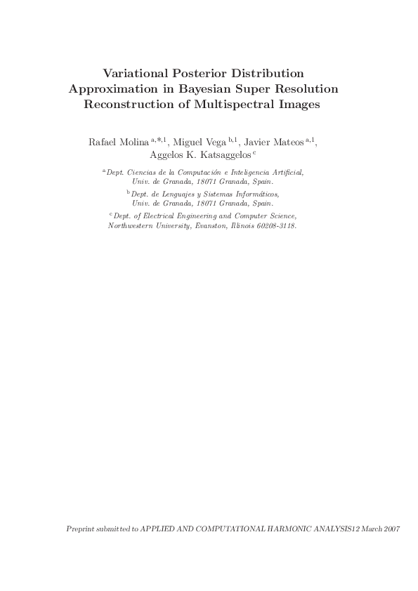 (PDF) Variational posterior distribution approximation in Bayesian super resolution ...