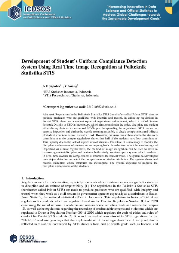 (PDF) Development of Student’s Uniform Compliance Detection System Using Real Time Image ...