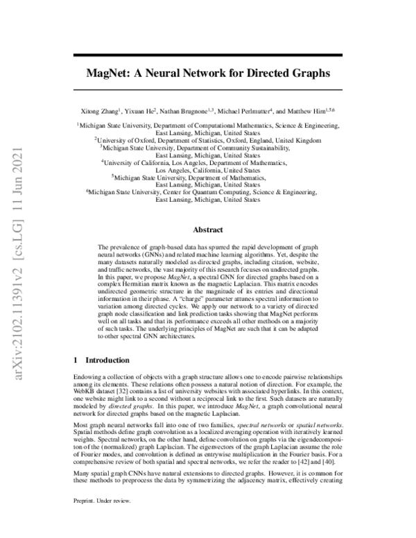 (PDF) MagNet: A Magnetic Neural Network for Directed Graphs