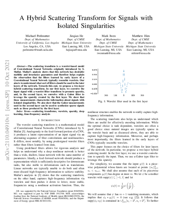 (PDF) A Hybrid Scattering Transform for Signals with Isolated Singularities