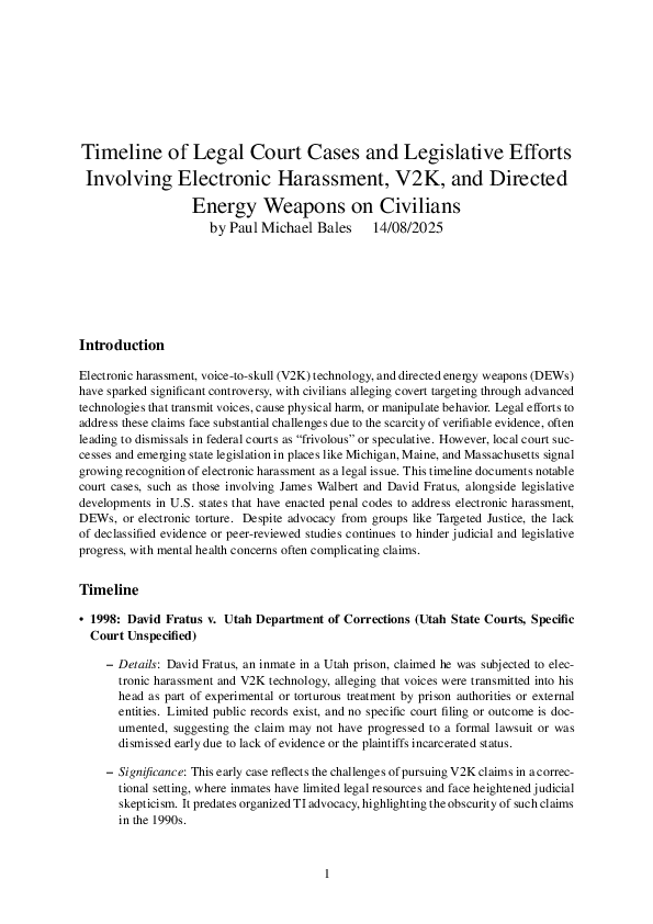 (PDF) Timeline of Legal Court Cases and Legislative Efforts Involving ...