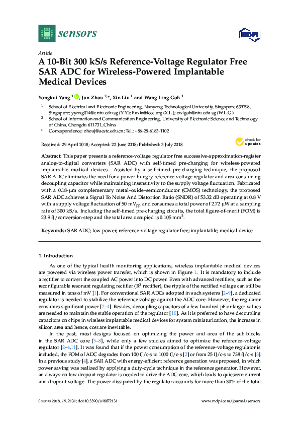 (PDF) A 10-Bit 300 kS/s Reference-Voltage Regulator Free SAR ADC for ...