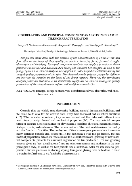 (PDF) Correlation and principal component analysis in ceramic tiles ...
