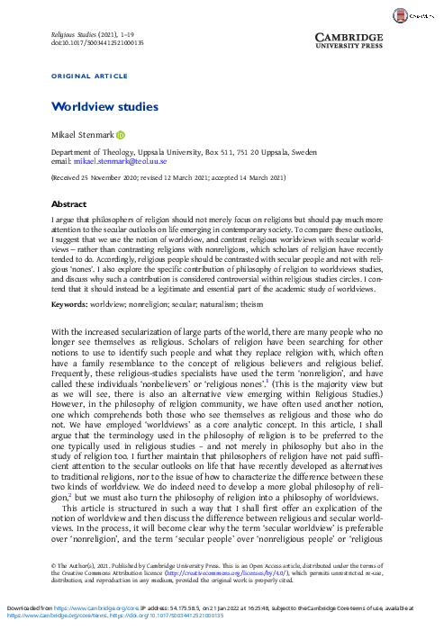 (PDF) Worldview studies