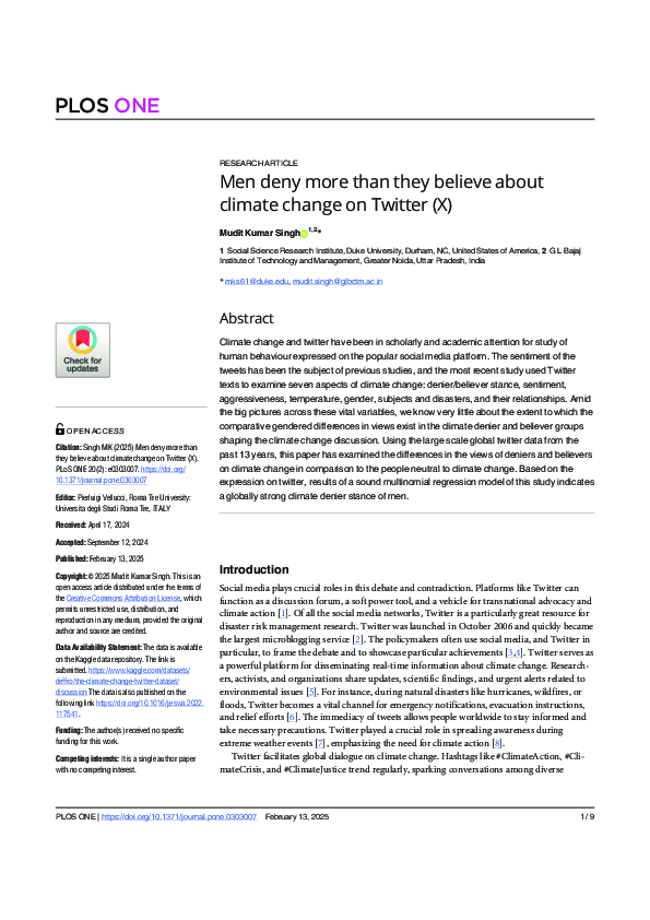 (PDF) Men deny more than they believe about climate change on Twitter (X