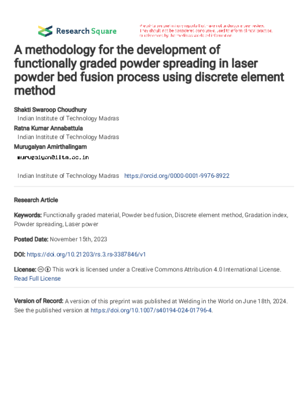 (PDF) A methodology for the development of functionally graded powder spreading in laser powder ...