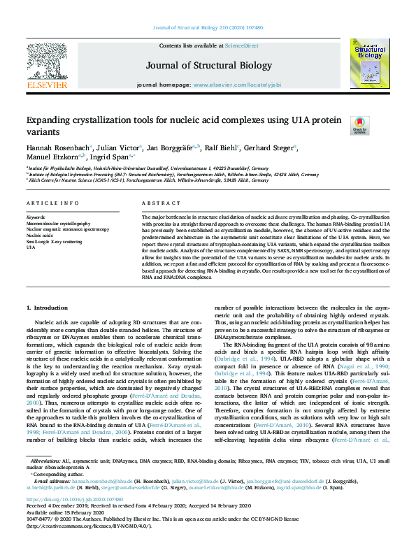 (PDF) Expanding crystallization tools for nucleic acid complexes using ...