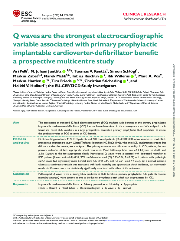 (PDF) Q waves are the strongest electrocardiographic variable ...