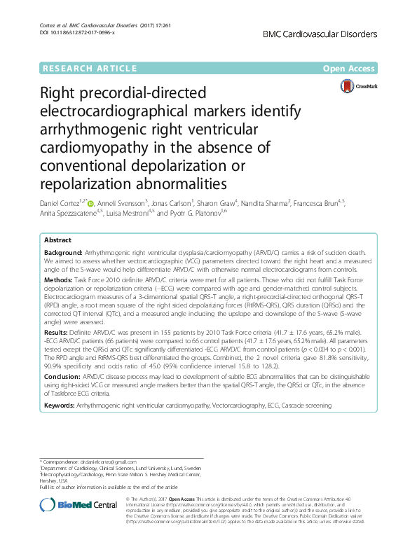 (PDF) Right precordial-directed electrocardiographical markers identify ...