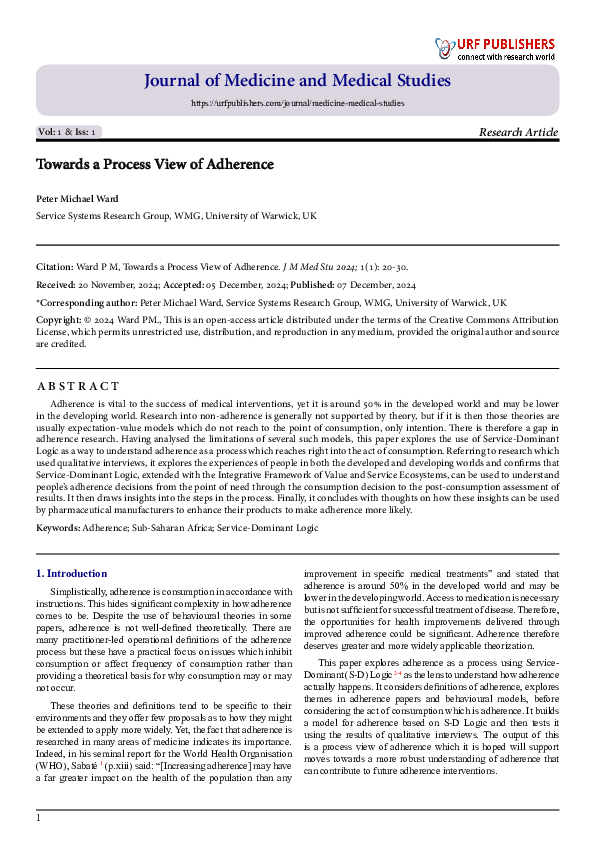 (PDF) Towards a Process View of Adherence