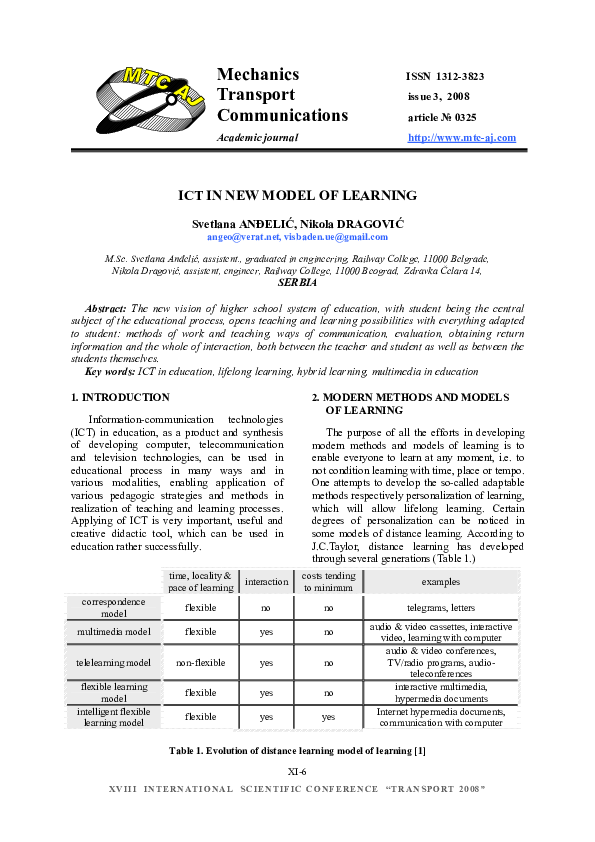 (PDF) Ict in New Model of Learning