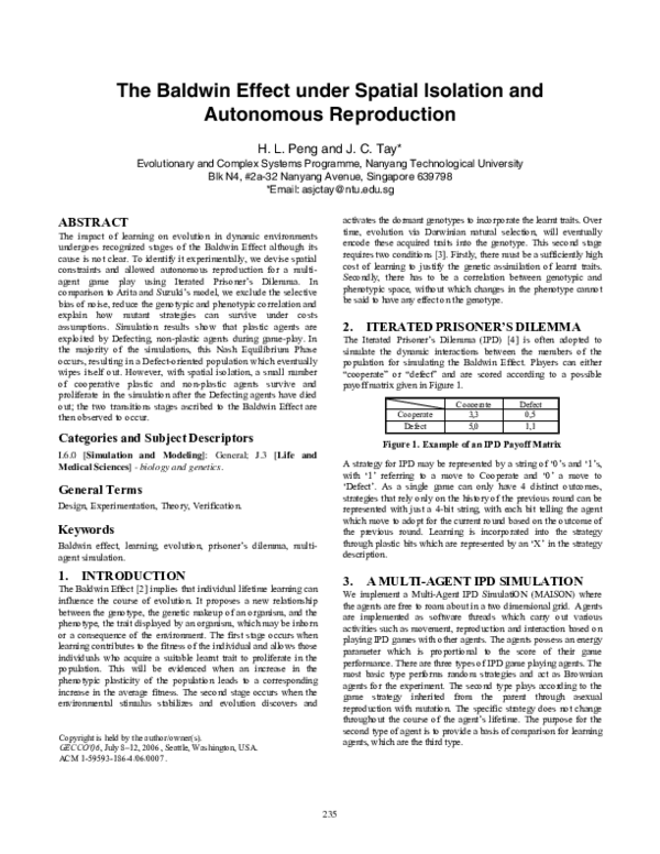 (PDF) The Baldwin effect under spatial isolation and autonomous ...