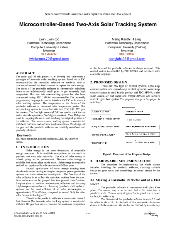 (PDF) Microcontroller-Based Two-Axis Solar Tracking System