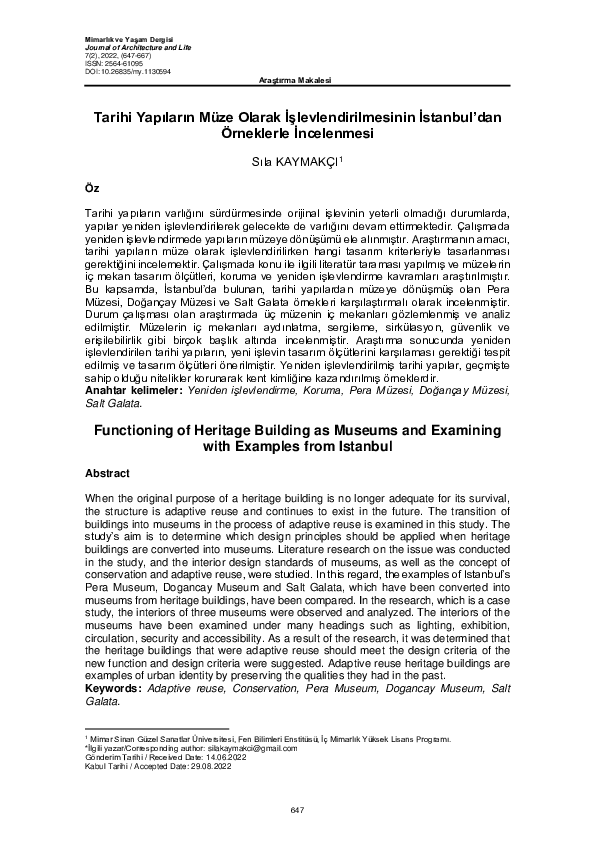 (PDF) Functioning of Heritage Building as Museums and Examining with ...