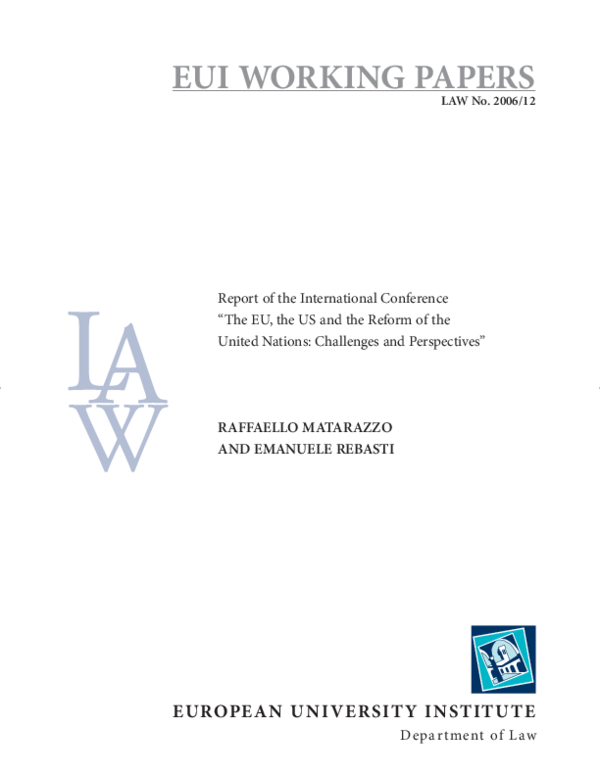 (PDF) Report of the International Conference 'The EU, the US and the ...
