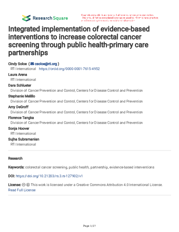 (PDF) Integrated implementation of evidence-based interventions to ...