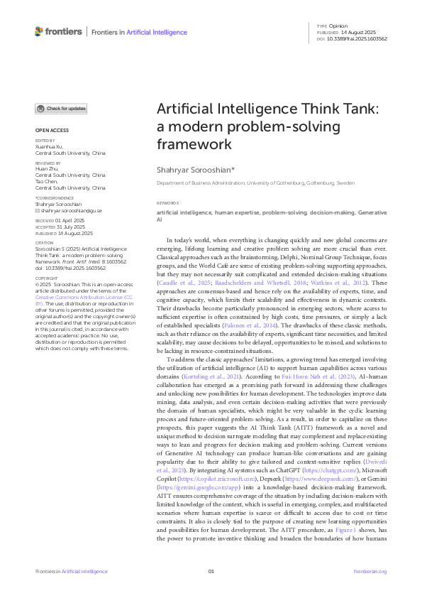 (PDF) Artificial Intelligence Think Tank: a modern problem-solving ...