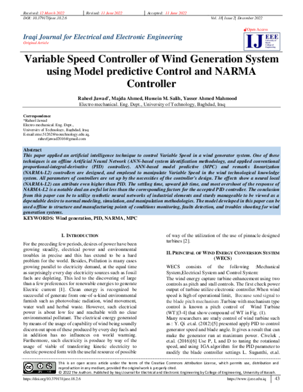 (PDF) Variable Speed Controller of Wind Generation System using Model ...