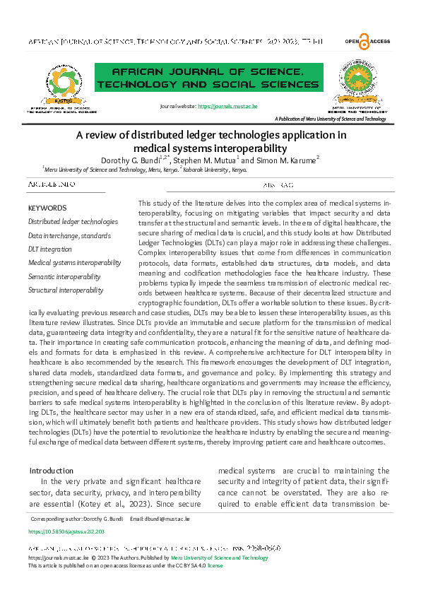 (PDF) A review of distributed ledger technologies application in medical systems interoperability