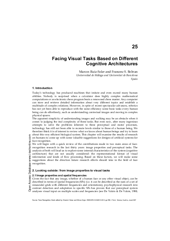 (PDF) Facing Visual Tasks Based on Different Cognitive Architectures