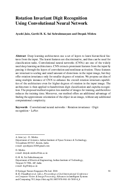 (PDF) Rotation Invariant Digit Recognition Using Convolutional Neural ...