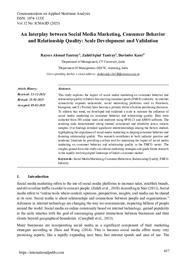 (PDF) An Interplay between Social Media Marketing, Consumer Behavior ...