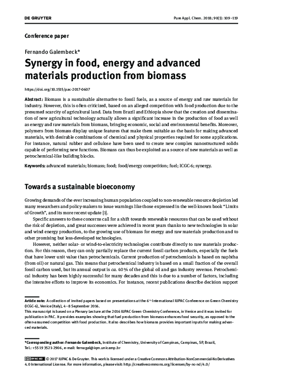 (PDF) Synergy in food, energy and advanced materials production from ...