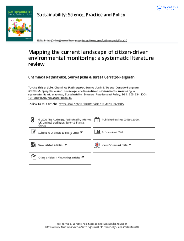 (PDF) Mapping the current landscape of citizen-driven environmental monitoring: a systematic ...