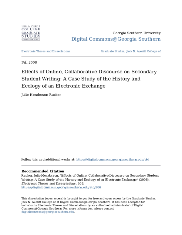 (PDF) Effects of Online, Collaborative Discourse on Secondary Student ...
