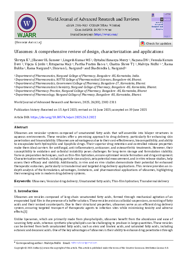 (PDF) Ufasomes: A comprehensive review of design, characterization and ...