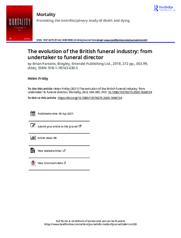 (PDF) The evolution of the British funeral industry: from undertaker to ...