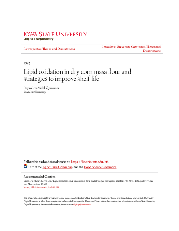 (PDF) Lipid oxidation in dry corn masa flour and strategies to improve ...