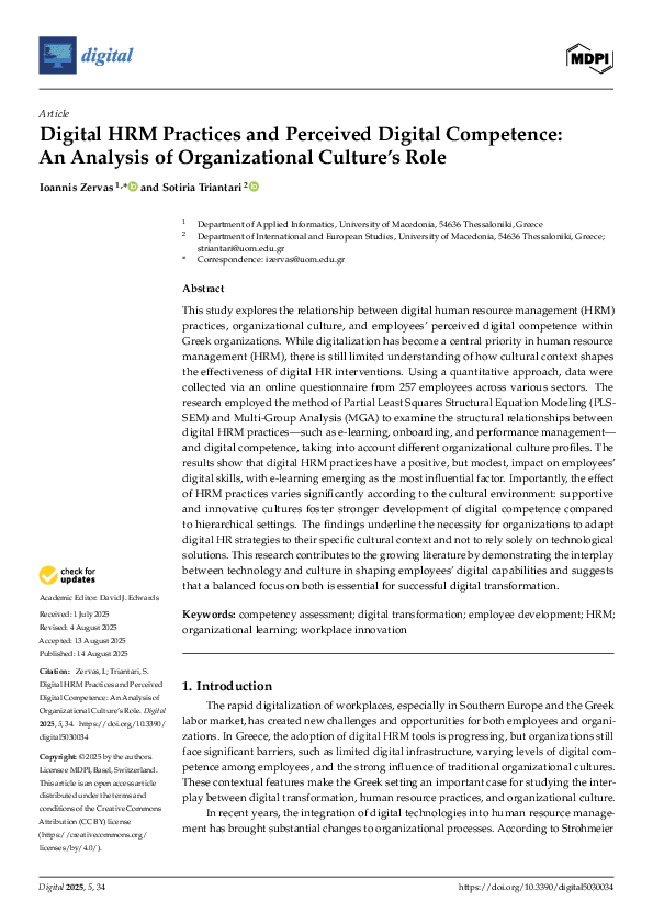 (PDF) Digital HRM Practices and Perceived Digital Competence: An ...