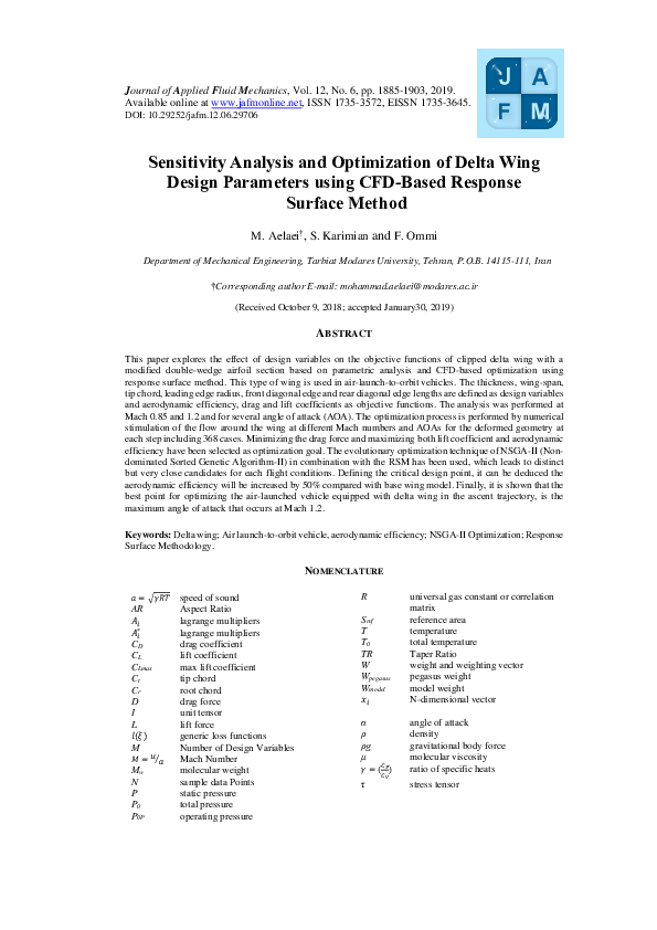 (PDF) Sensitivity Analysis and Optimization of Delta Wing Design ...
