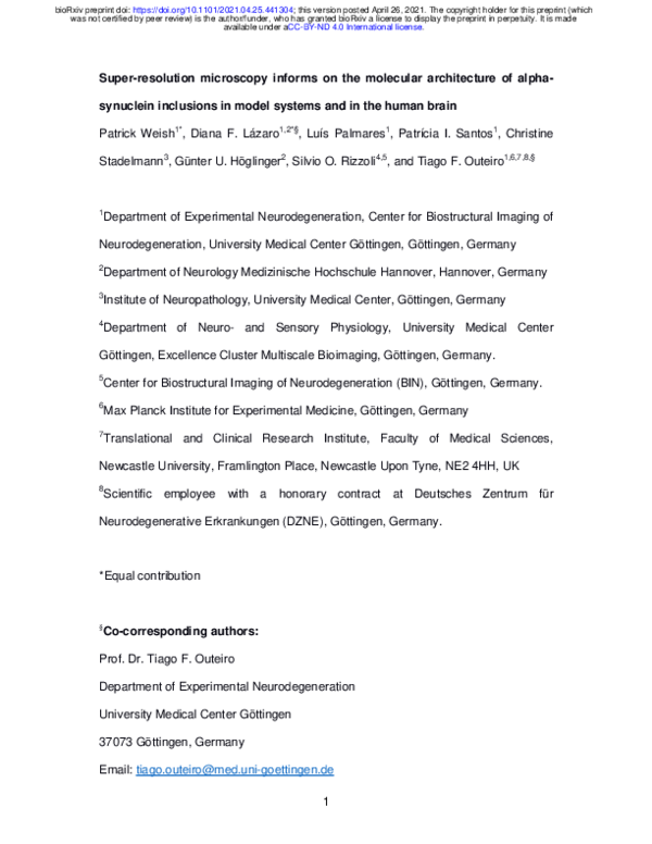 (PDF) Super-resolution microscopy informs on the molecular architecture ...